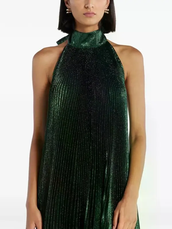 L'Idee Olympia Pleated Halterneck Midi Dress - Green | Editorialist