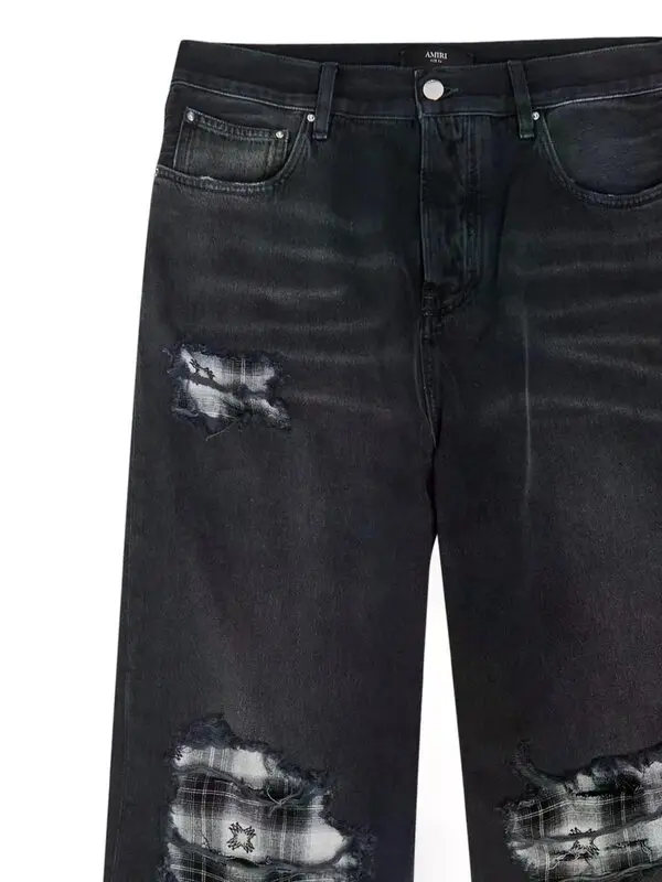 Amiri Flannel Repair Baggy Jeans