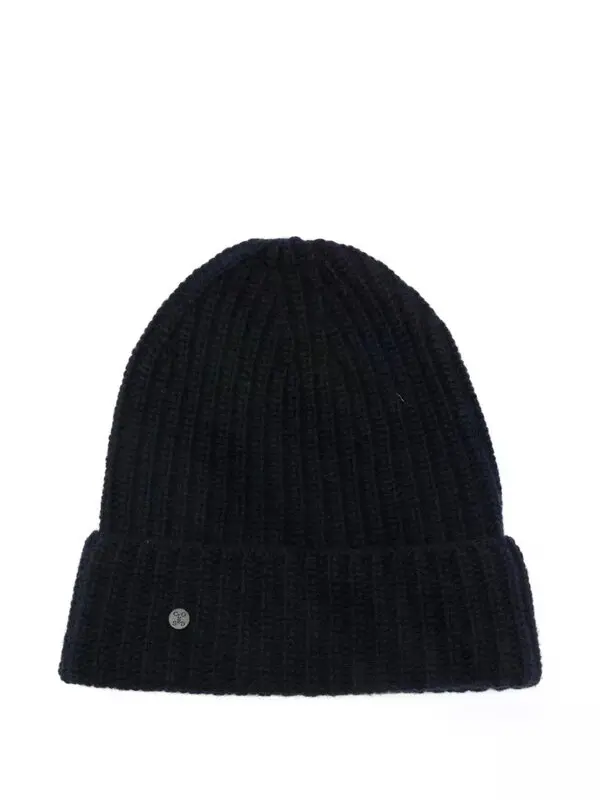 Closed Ribbed Beanie Hat - Blue