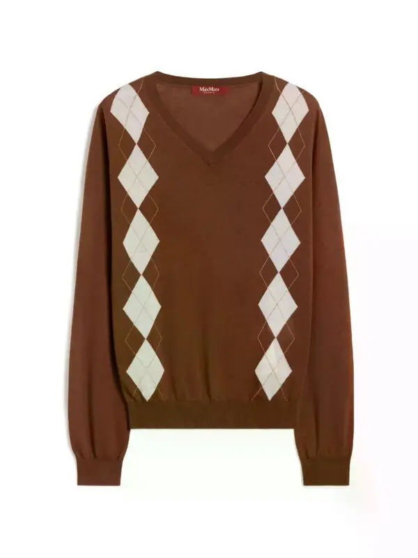 Max Mara Argyle V-neck Sweater
