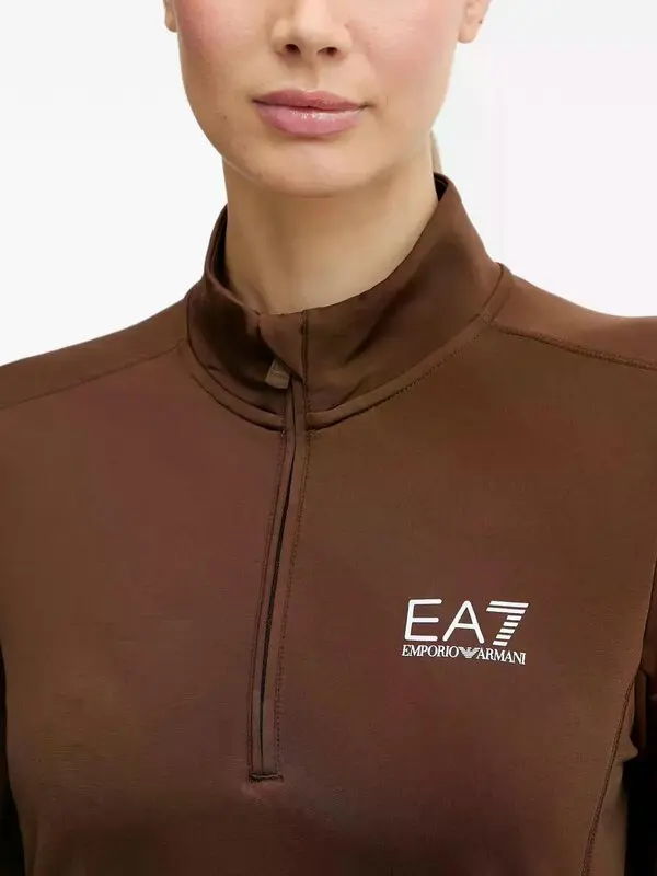 EA7 Logo-print Ski Top - Brown