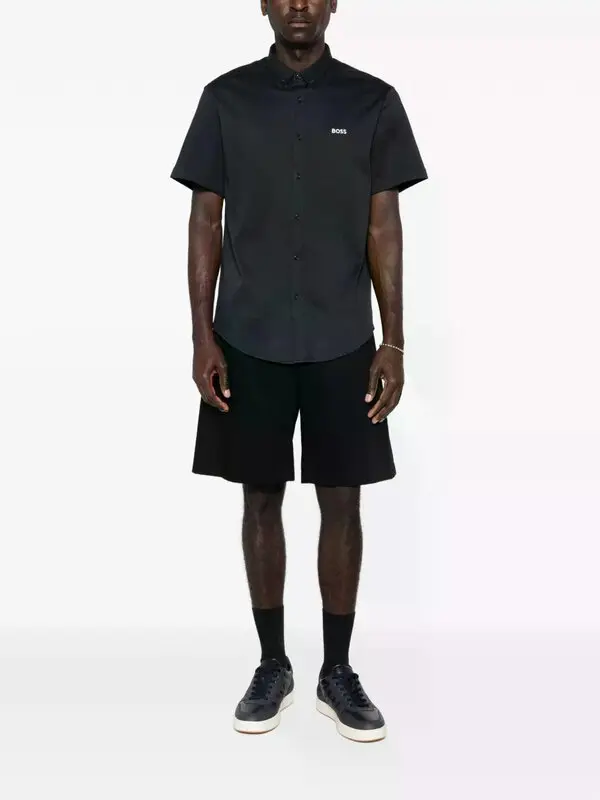 BOSS Regular Fit Shirt In Wrinkle-resistant Cotton Jersey - Blue