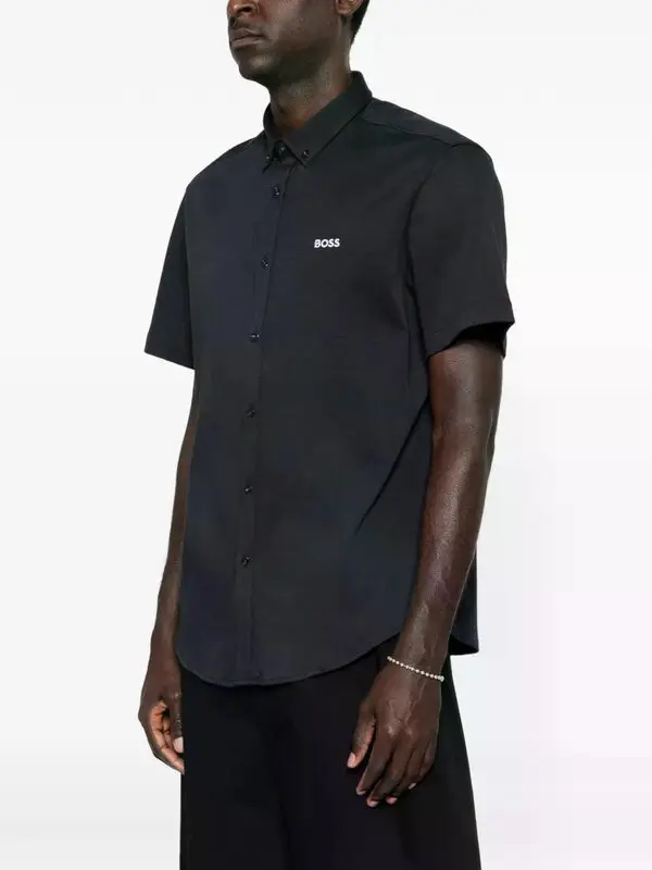 BOSS Regular Fit Shirt In Wrinkle-resistant Cotton Jersey - Blue