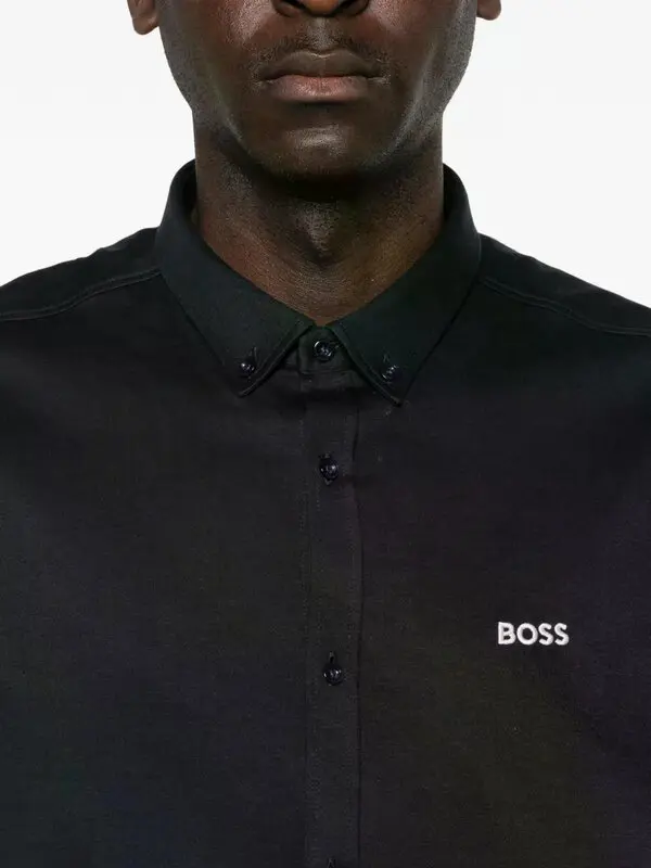 BOSS Regular Fit Shirt In Wrinkle-resistant Cotton Jersey - Blue
