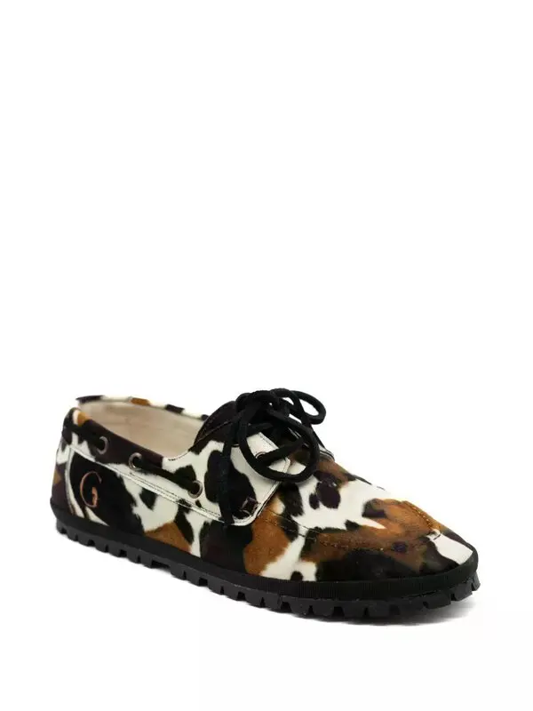 GONDOLINA Rodeo Cow-print Boat Shoes