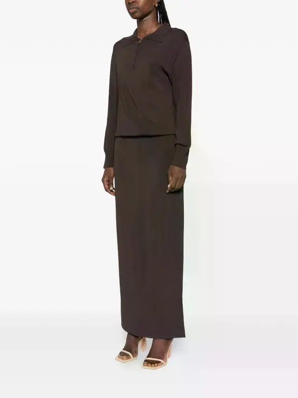 Brandon Maxwell Sabine Quarter-zip Maxi Dress - Brown