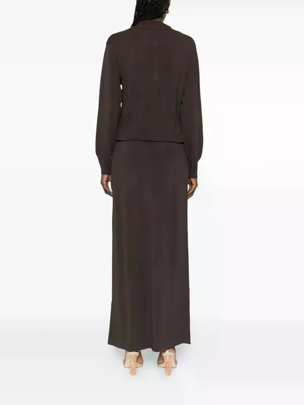 Brandon Maxwell Sabine Knitted Polo Maxi Dress - Brown
