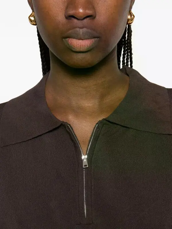 Brandon Maxwell Sabine Quarter-zip Maxi Dress - Brown