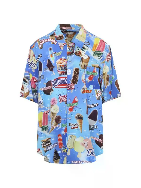 Balenciaga Minimal Short-sleeve Printed Shirt