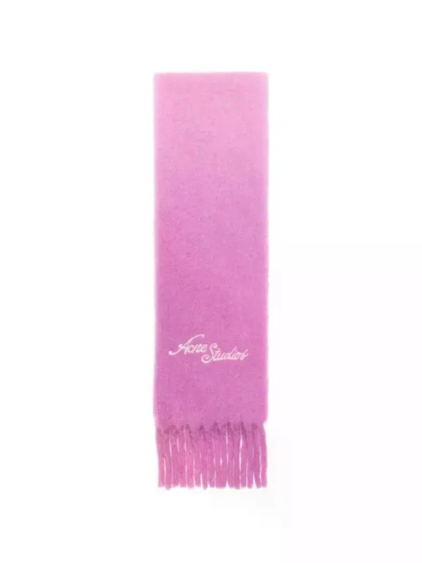 Acne Studios Logo Fringed Scarf - Pink