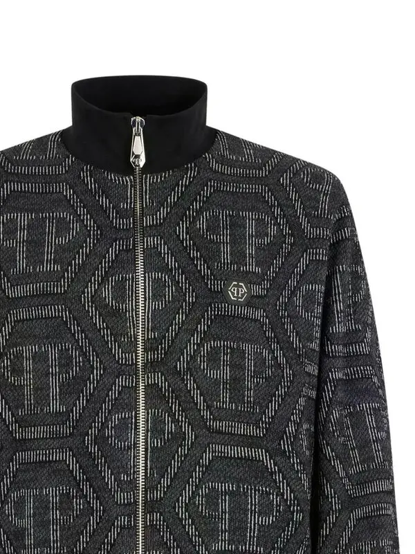 Philipp Plein Monogram-jacquard Tracksuit Jacket - Grey