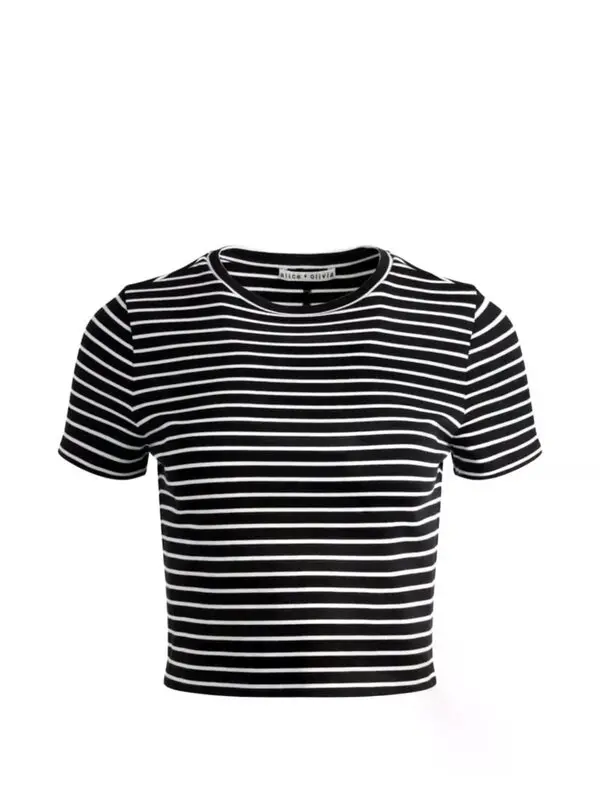 Alice + Olivia Cindy Striped Cropped T-shirt