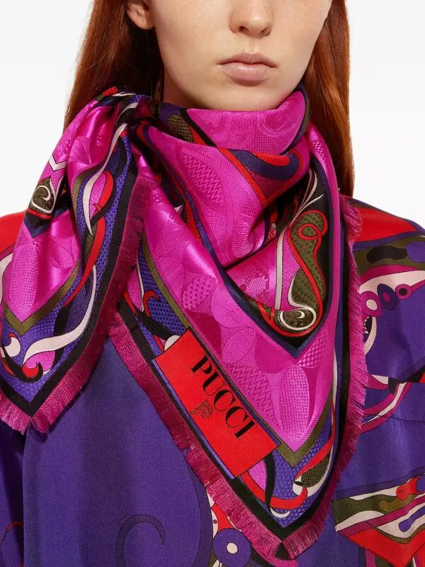 Emilio Pucci Mixed-print Jacquard Scarf - Pink