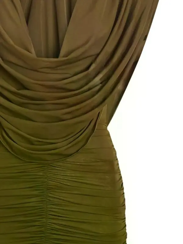 Ronny Kobo Parish Cowl-Neck Ruched Midi Dress - Green | Editorialist