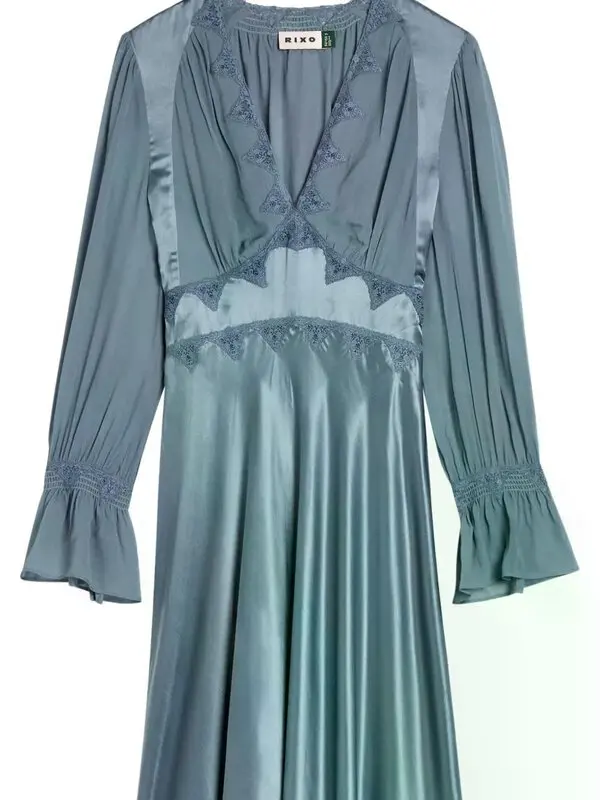 Rixo Arlena Lace-detail Midi Dress - Blue