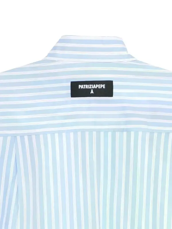 Patrizia Pepe Striped Cropped Shirt - Blue