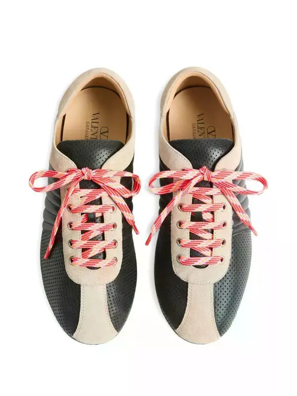 Valentino Garavani Strikie Sneakers In Perforated Nappa And Suede - Black
