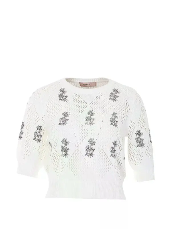 TWINSET Embroidered Crew-neck Top