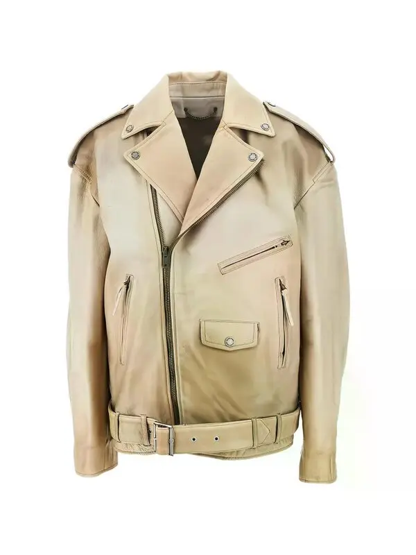 GOLDEN GOOSE Zip-fastening Leather Jacket - Neutrals