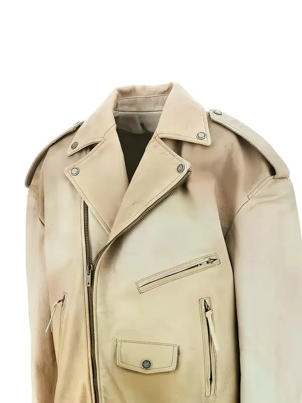 GOLDEN GOOSE Zip-fastening Leather Jacket - Neutrals