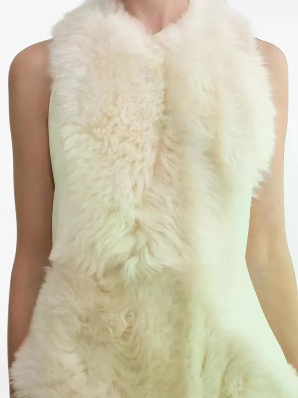 TOTEME Shearling-appliqué Midi Dress - Neutrals