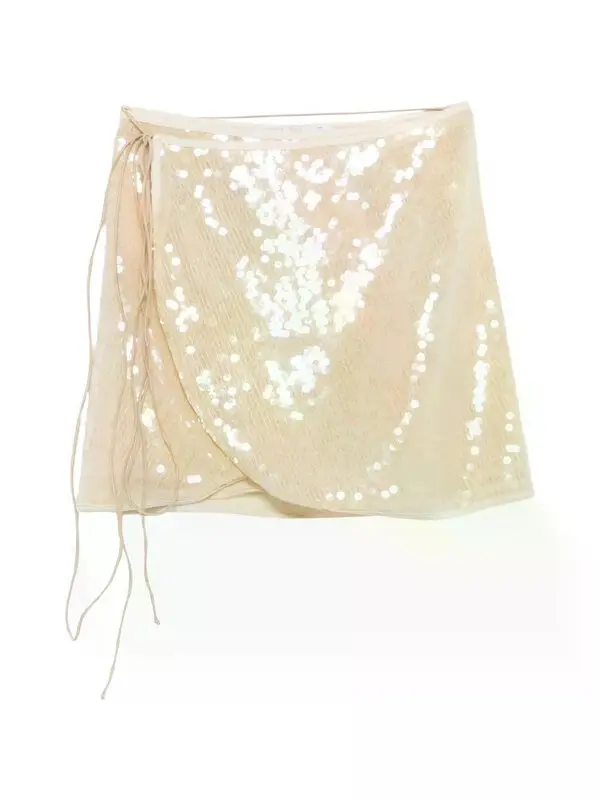 Oseree Tie-detailed Mini Skirt - Neutrals