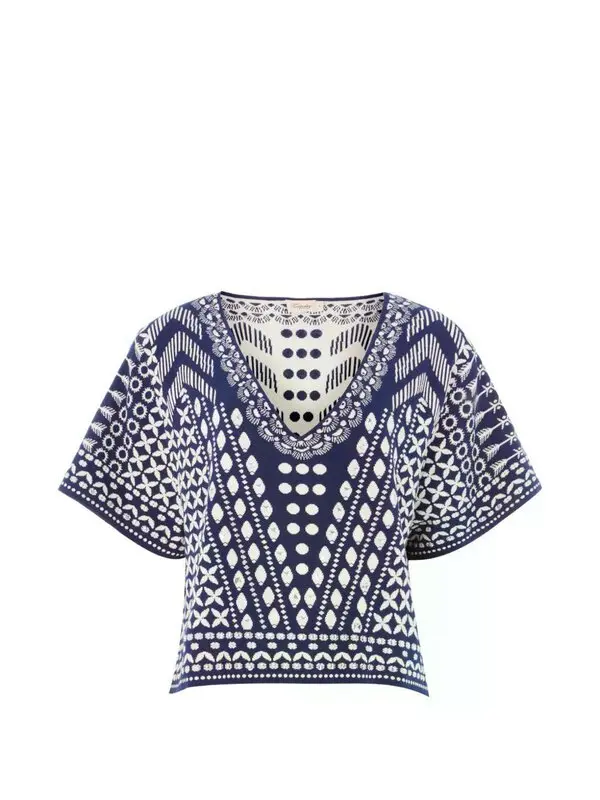 TEMPERLEY LONDON Patterned V-neck Top