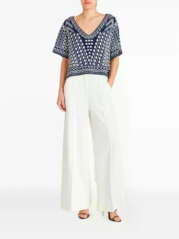 TEMPERLEY LONDON Patterned V-neck Top