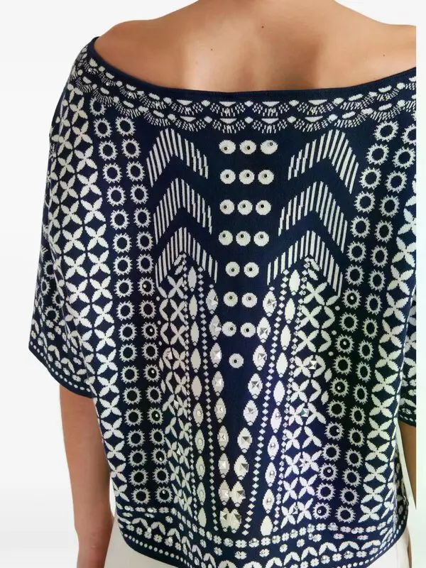 TEMPERLEY LONDON Patterned V-neck Top