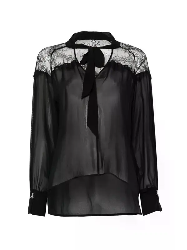 Patrizia Pepe Lace-detail Blouse - Black