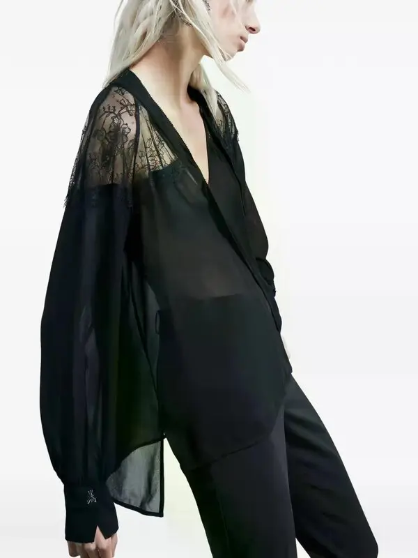 Patrizia Pepe Lace-detail Blouse - Black