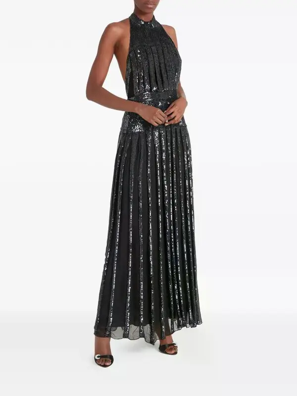 TEMPERLEY LONDON Filigree Sequin Maxi Dress - Black