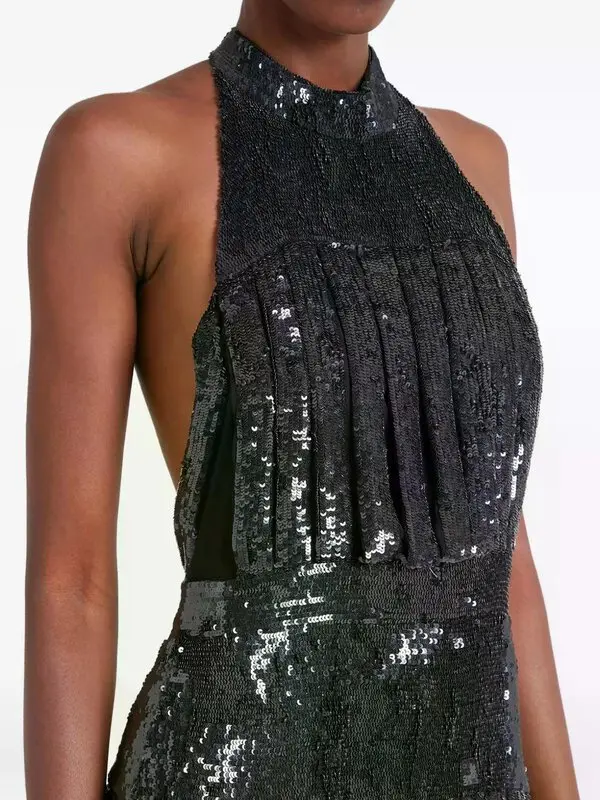 TEMPERLEY LONDON Filigree Sequin Maxi Dress - Black