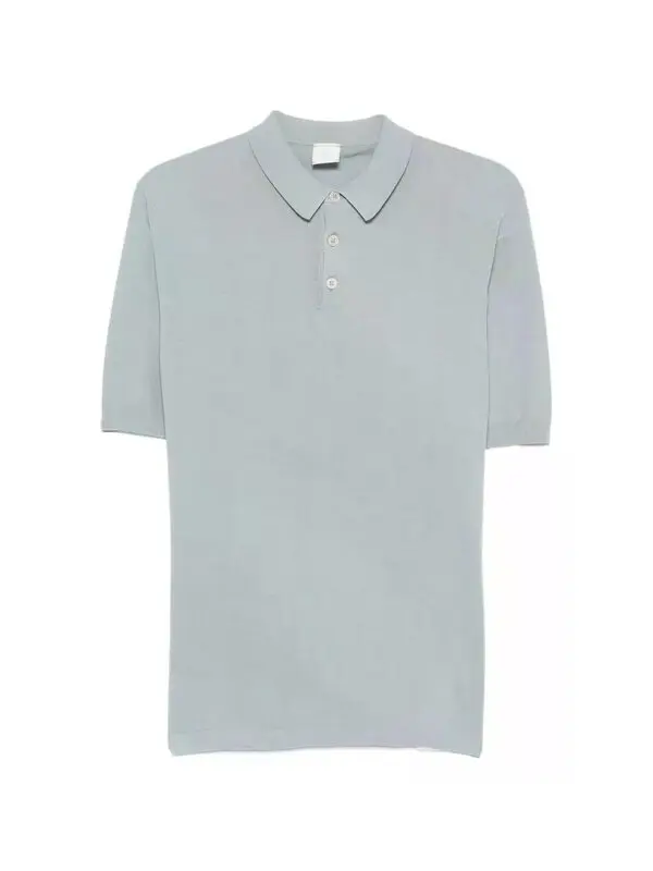 Eleventy Buttoned Knitted Polo Shirt - Blue