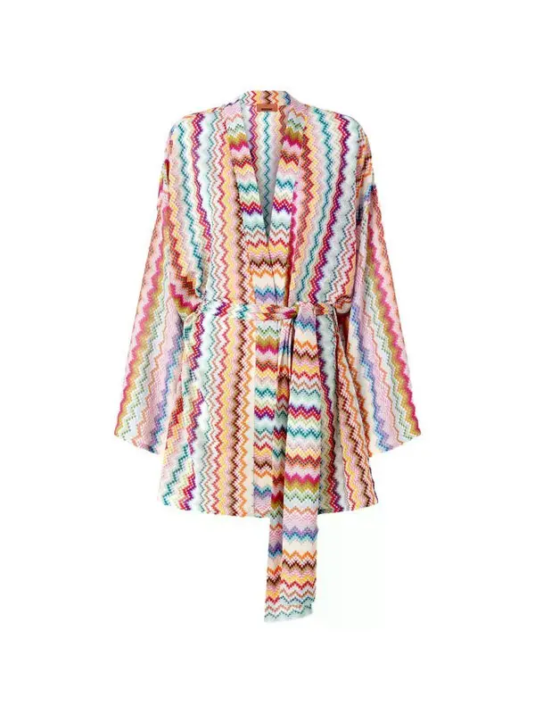 Missoni Zigzag Belted Beach Kimono - White