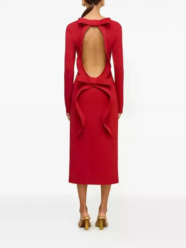 Cult Gaia Boa Bow Open Back Midi Dress In Red - 15% Off | Editorialist