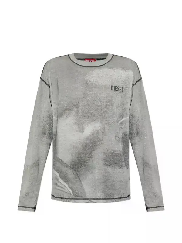 DIESEL® Logo-print Long-sleeve T-shirt - Grey