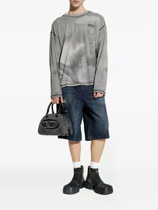 DIESEL® Logo-print Long-sleeve T-shirt - Grey