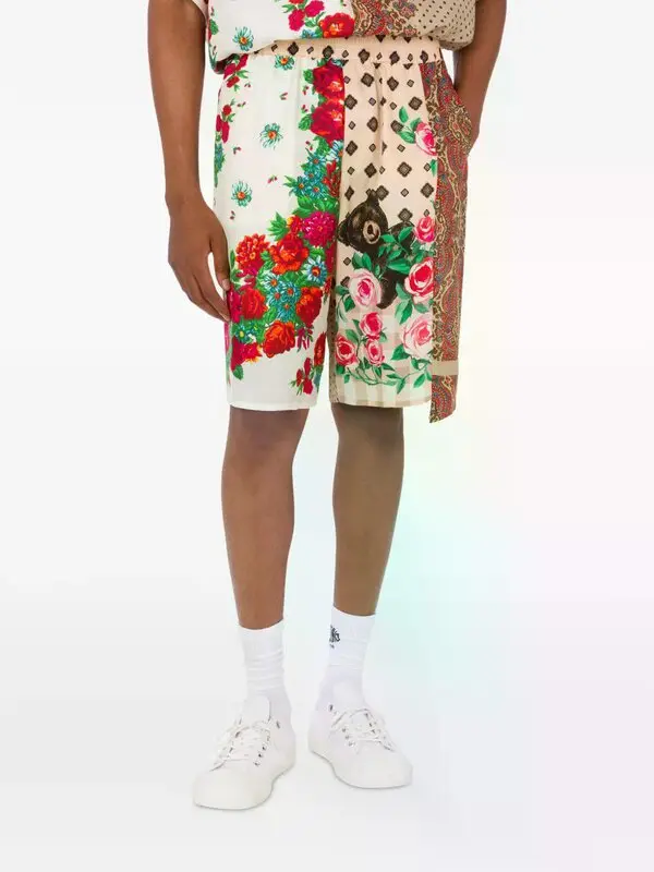 Moschino Floral Print Patchwork Shorts