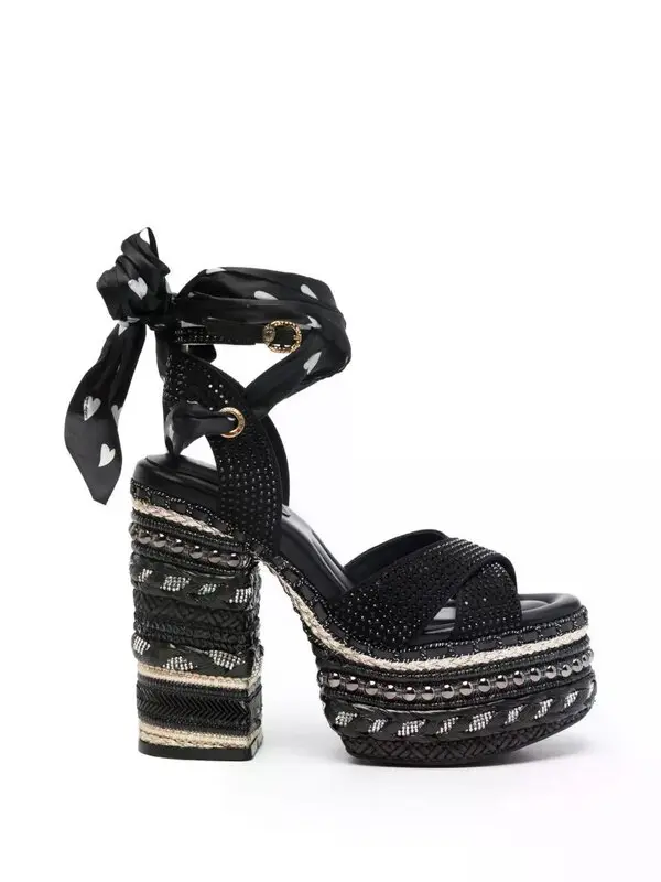 Kurt Geiger Rhinestone-embellished Heeled Sandals - Black