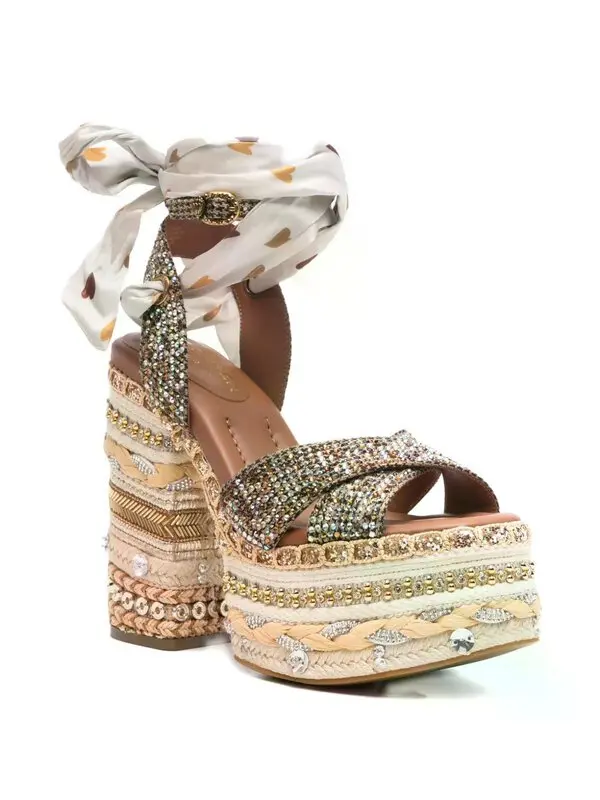 Kurt Geiger Embellished Platform Heeled Sandals - Neutrals