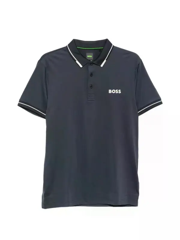 BOSS Logo-print Trimmed Polo Shirt - Blue