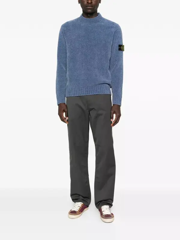 Stone Island Crew-neck Textured Knit Sweater - Blue