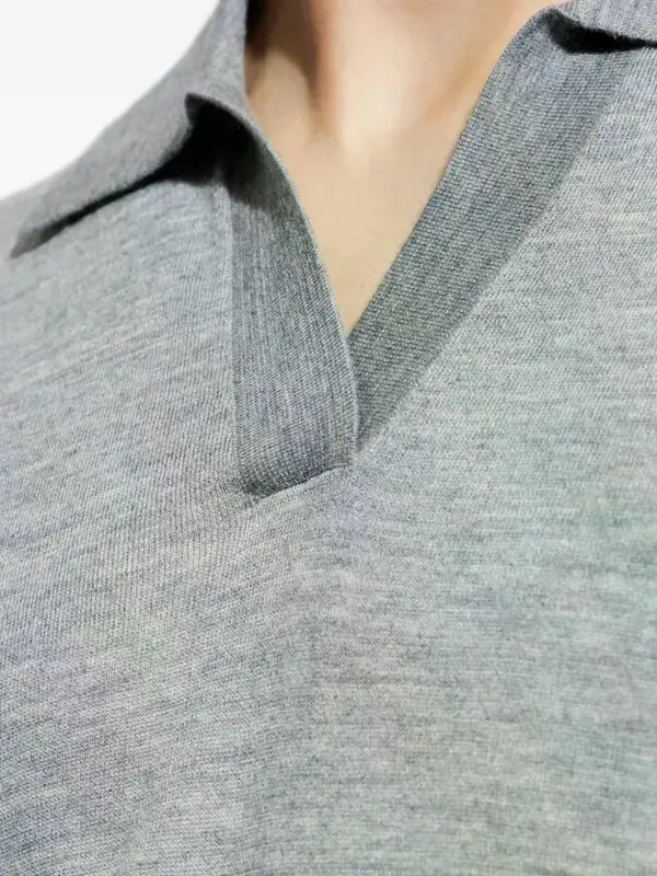 LISA YANG V-neck Polo-collar T-shirt - Grey