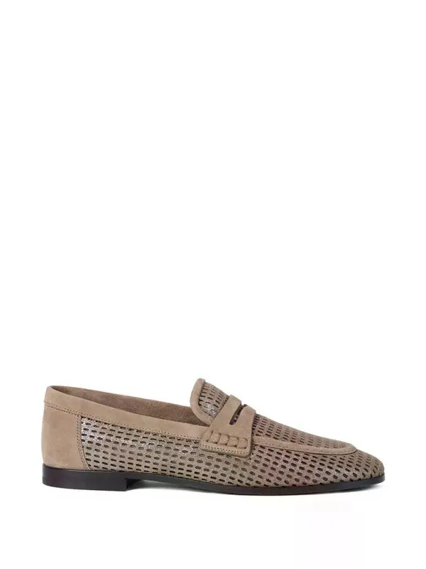 Brunello Cucinelli Perforated Leather Loafers - Brown