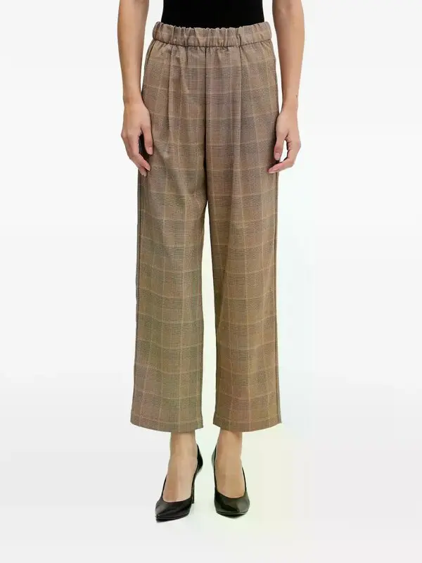 Sisley Elasticated Checked Cropped Trousers
