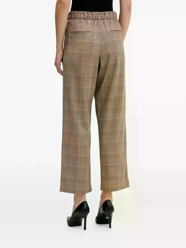 Sisley Elasticated Checked Cropped Trousers