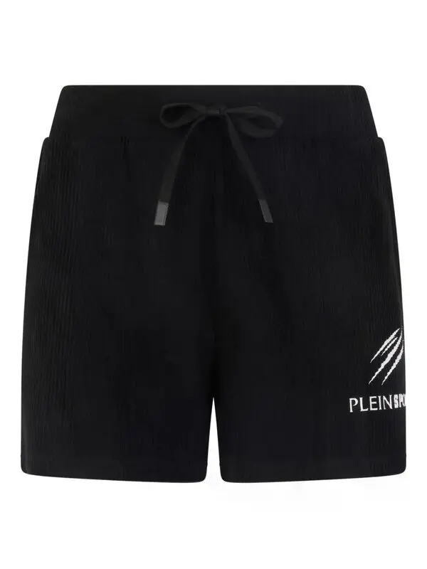 PLEIN SPORT Ribbed Lettering Shorts - Black