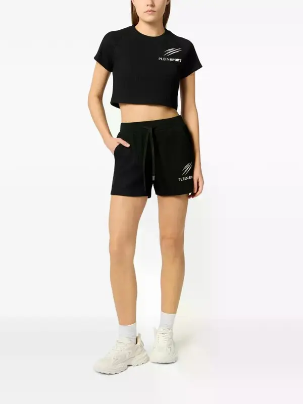 PLEIN SPORT Ribbed Lettering Shorts - Black