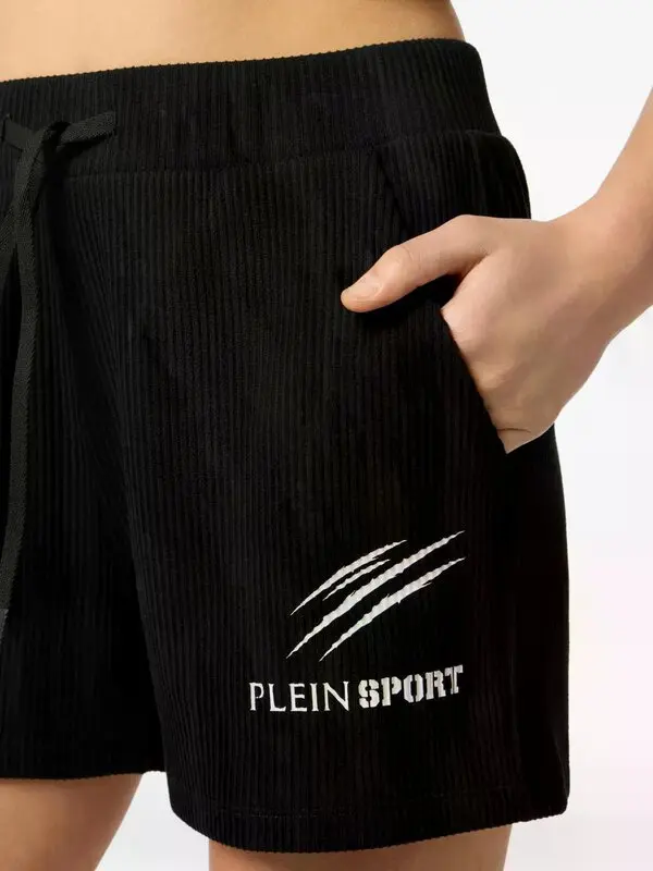 PLEIN SPORT Ribbed Lettering Shorts - Black